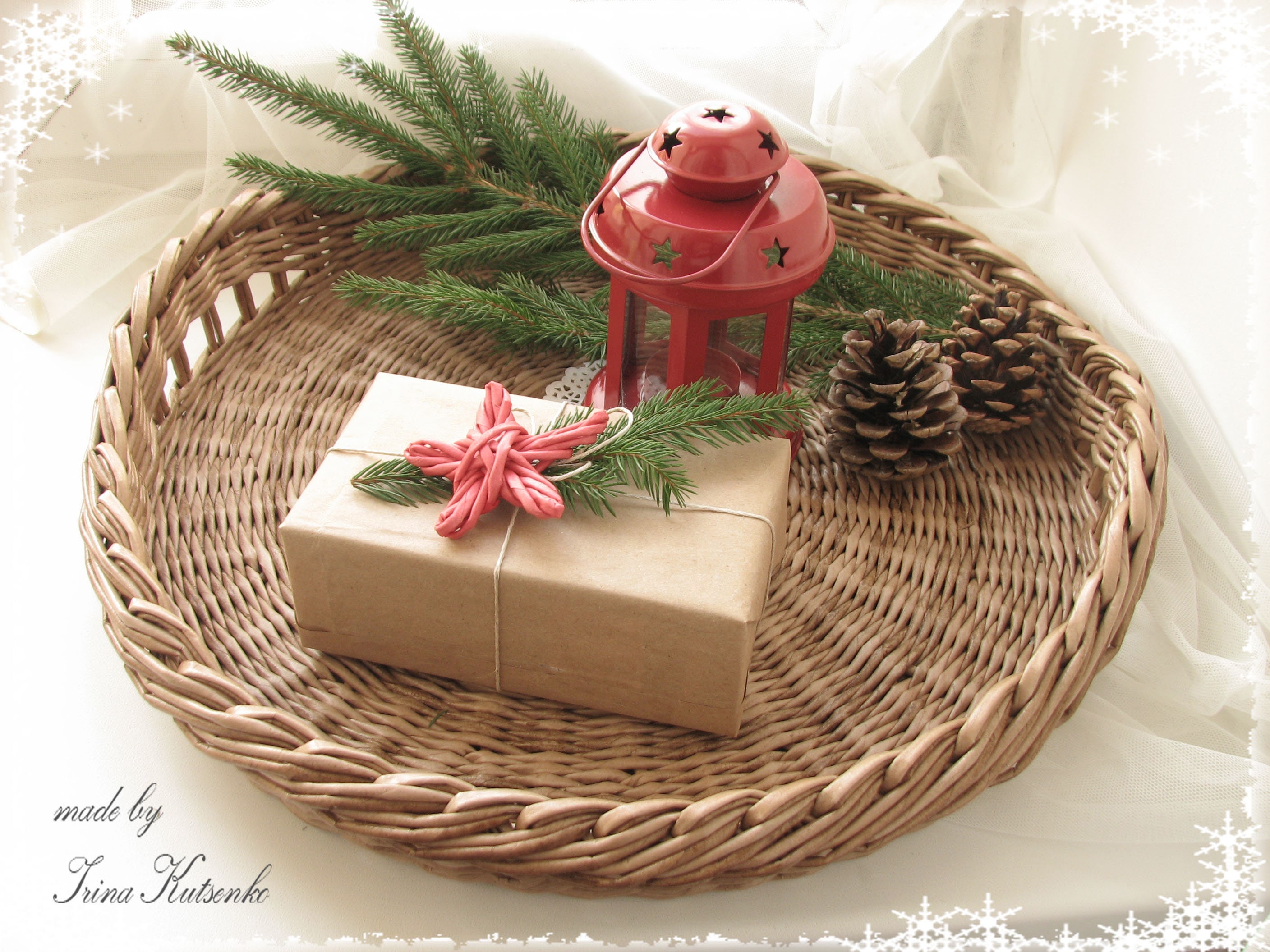 Round Tray, Round Basket Tray, Round Wicker Tray, Handled Basket Tray ...