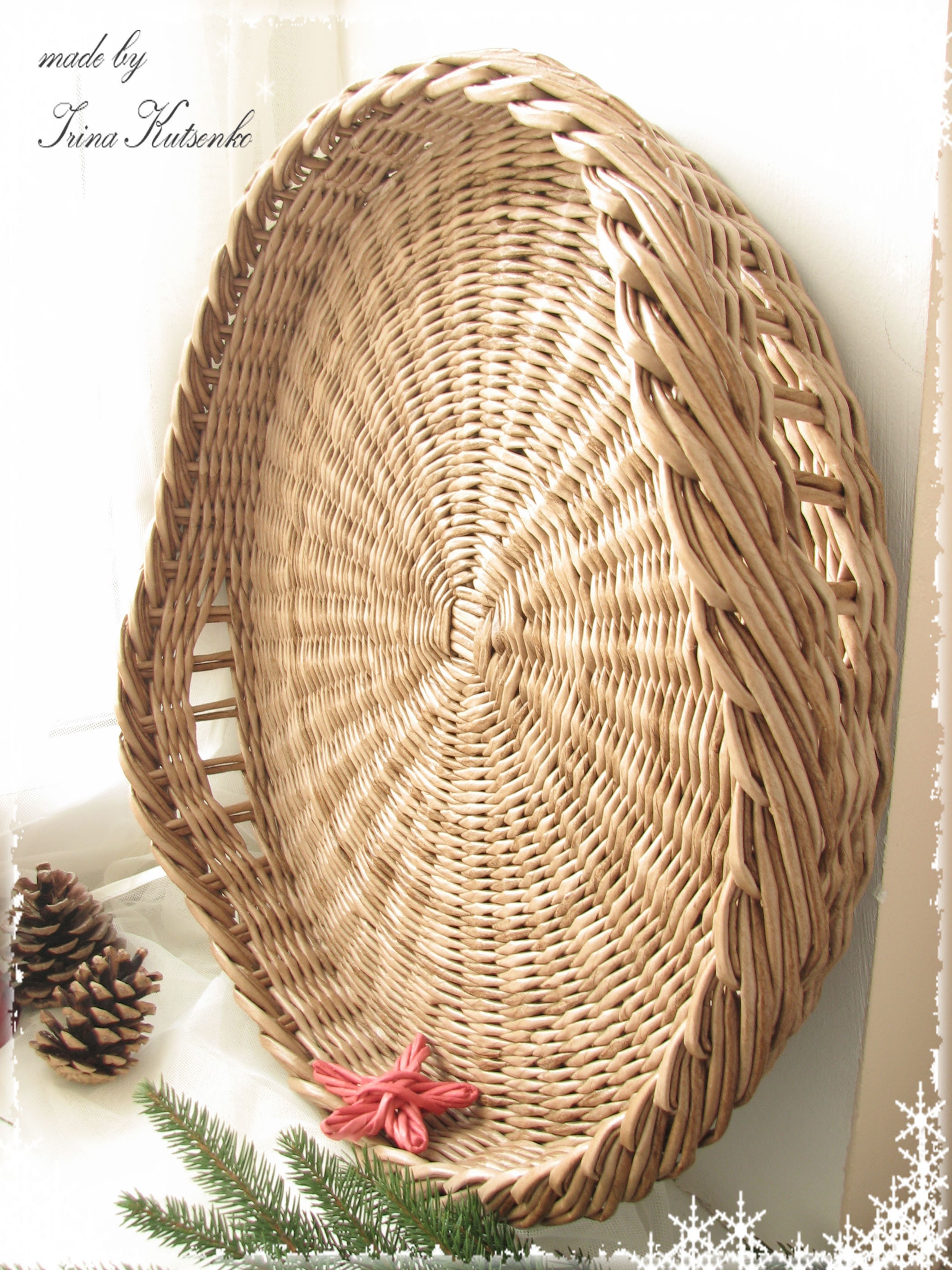 Round Tray, Round Basket Tray, Round Wicker Tray, Handled Basket Tray ...
