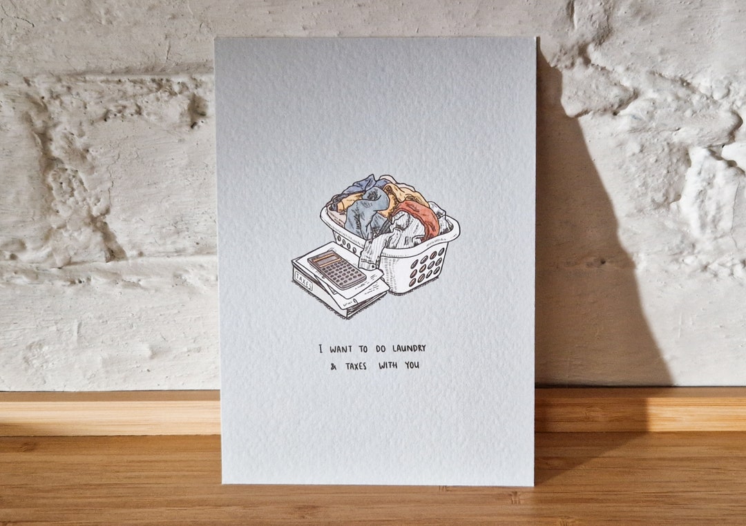 Laundry & Taxes | Card | Love | Illustration | Greeting Card | A6 - Etsy