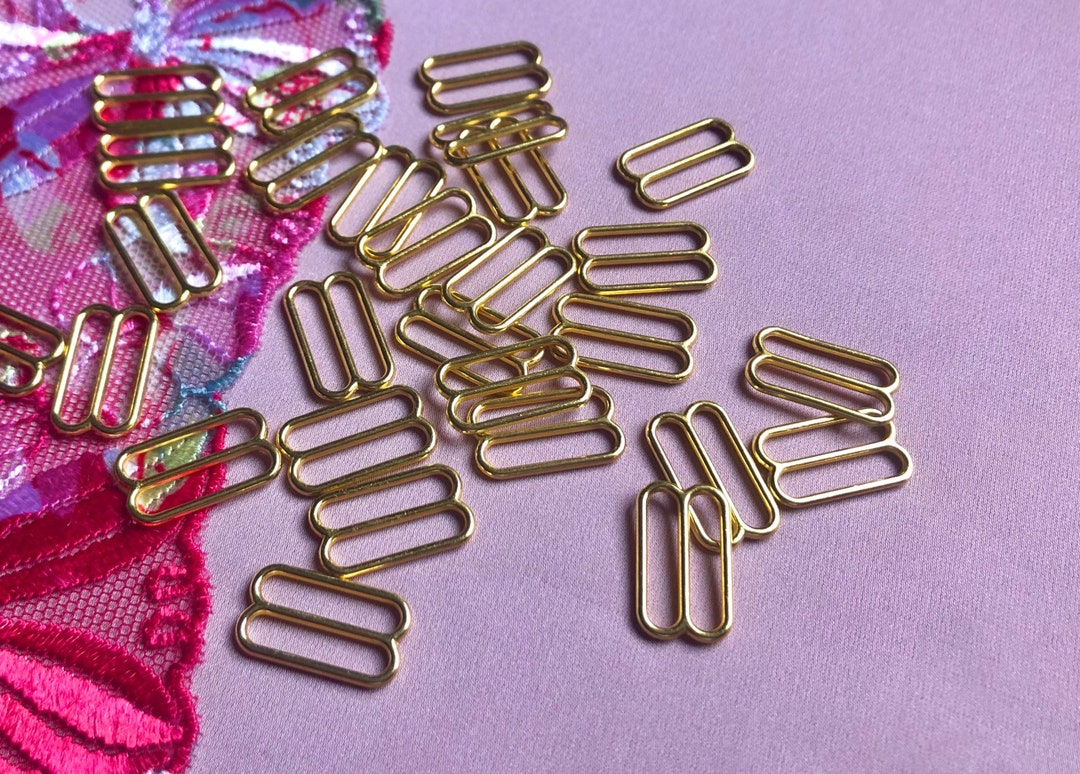 15mm (5/8”) Gold Metal Bra Sliders for Bra Making and Swimwear ...