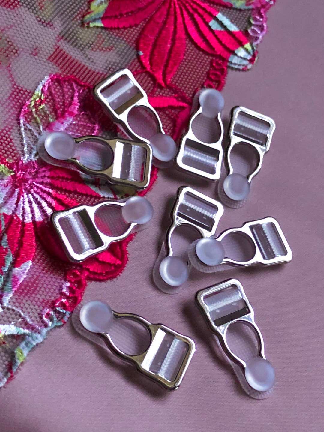 10mm (3/8”) Silver Metal Suspender Clips Garter Clips for Lingerie ...