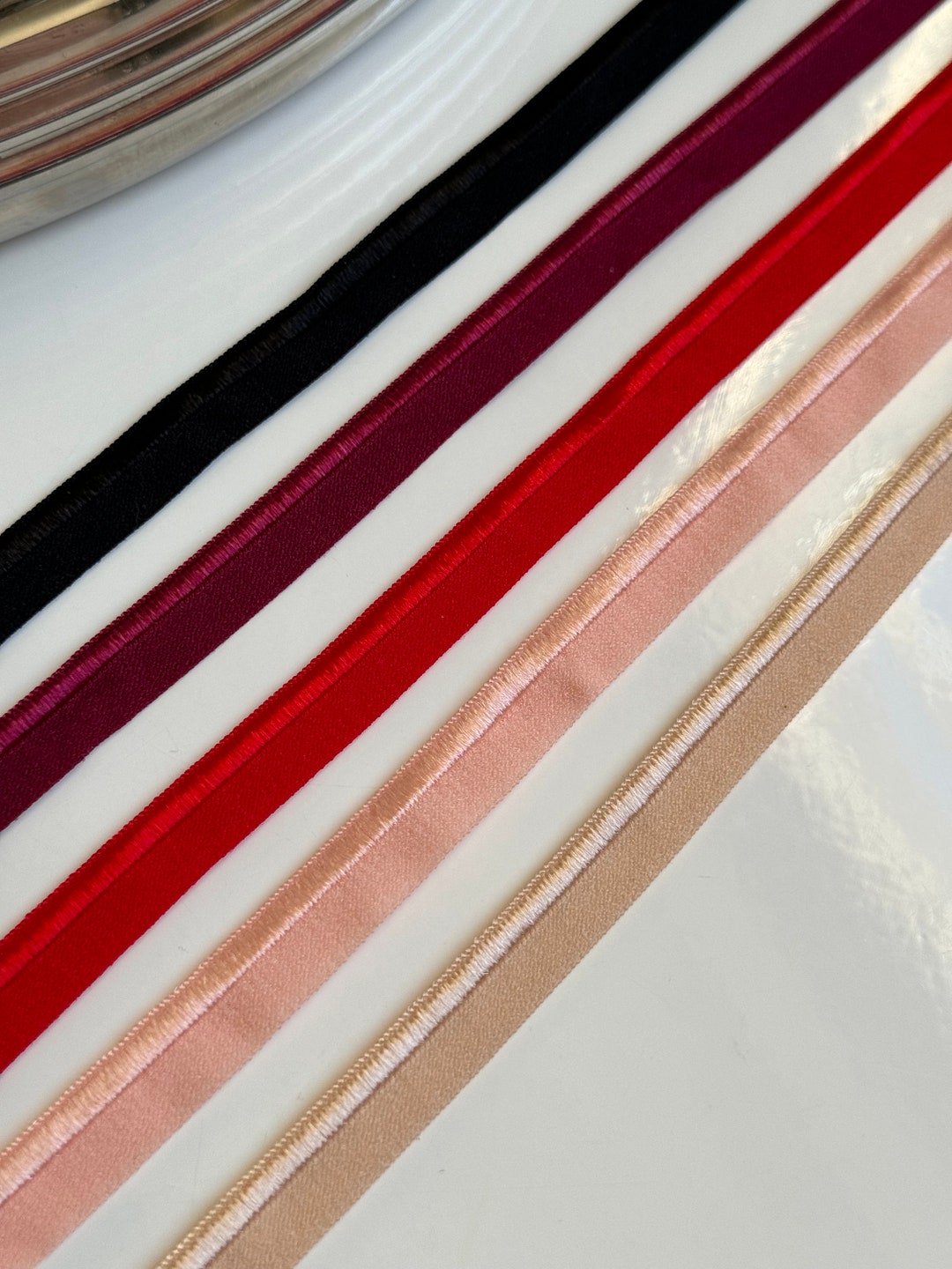 9mm (3/8”) Piped Edge Elastic Rolled Picot Edge Soft Back Elastic for ...