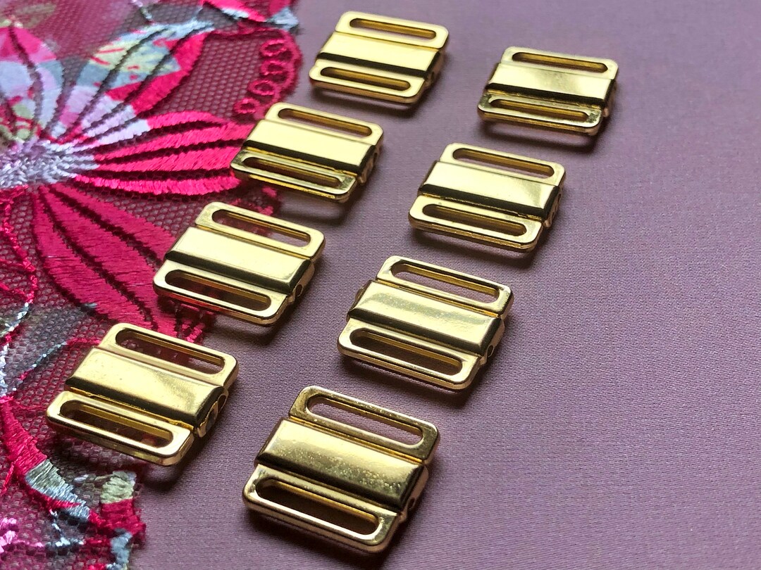 12mm (1/2”) Gold Metal Bikini Clasps Bra Front Closures for Bra Making ...