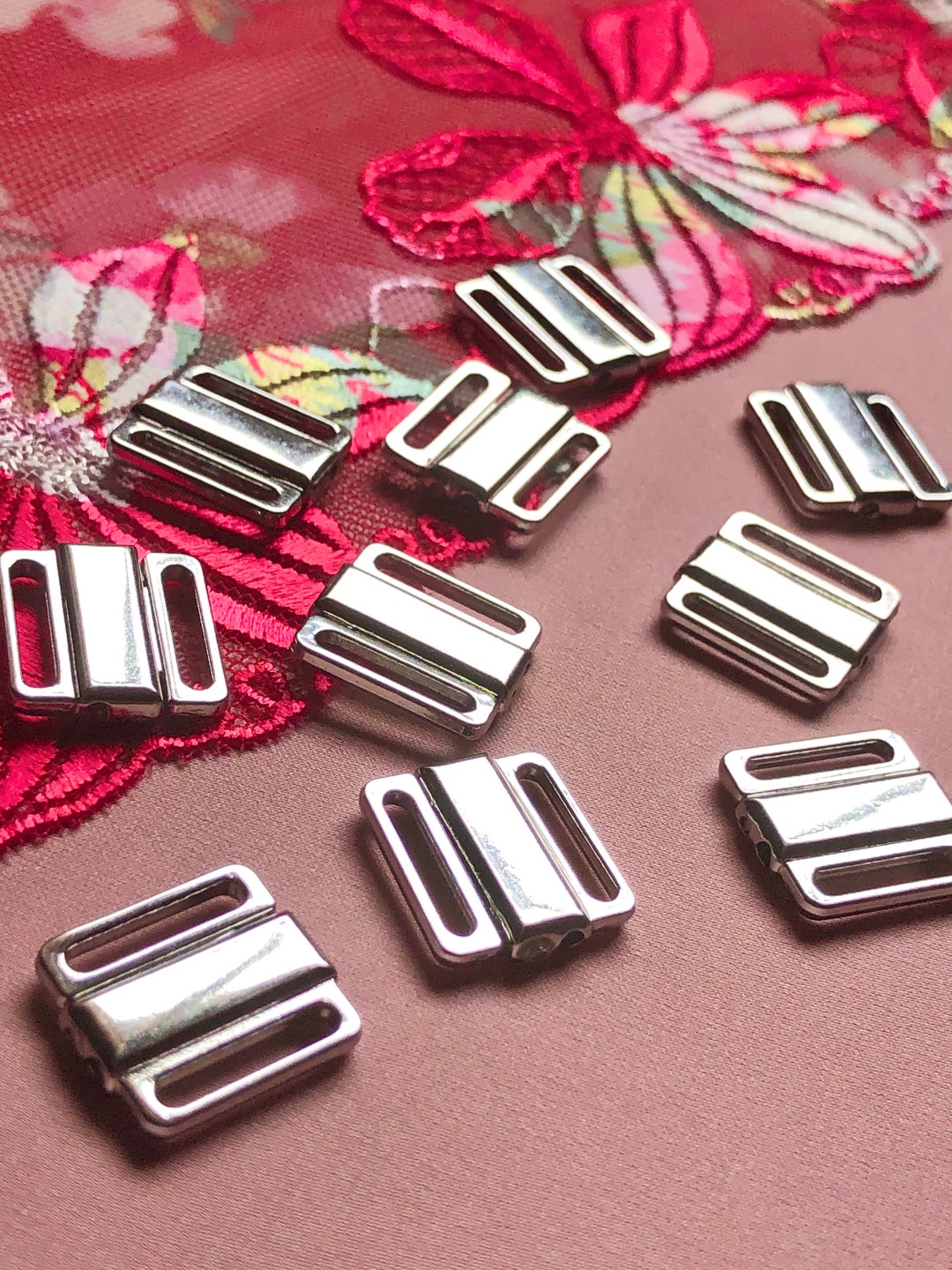 12mm (1/2”) Silver Metal Bikini Clasps Bra Front Closures for Bra ...