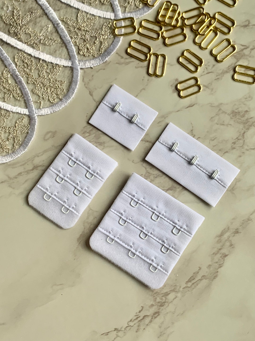 White Hook & Eye Closures (3x2, 3x3) for Bra Making Lingerie Bramaking ...