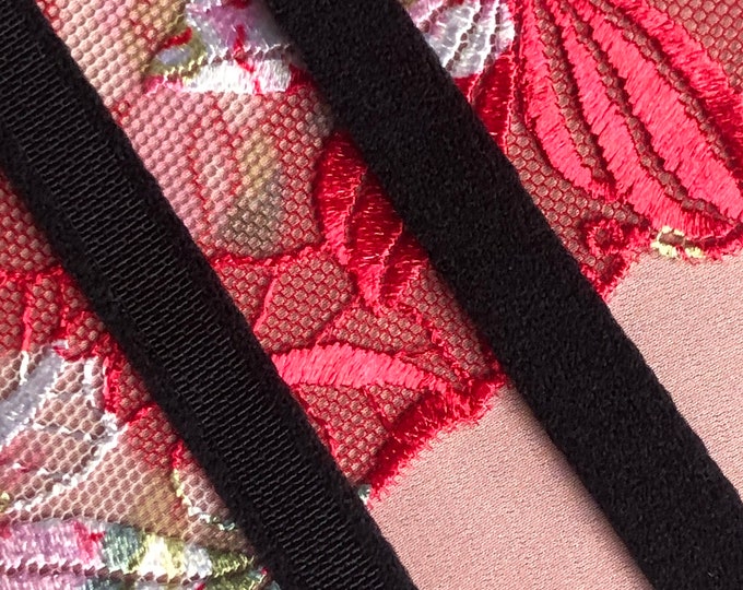 Black Wire Casing 10mm (3/8”) Plush Back Channelling Underwire Casing ...