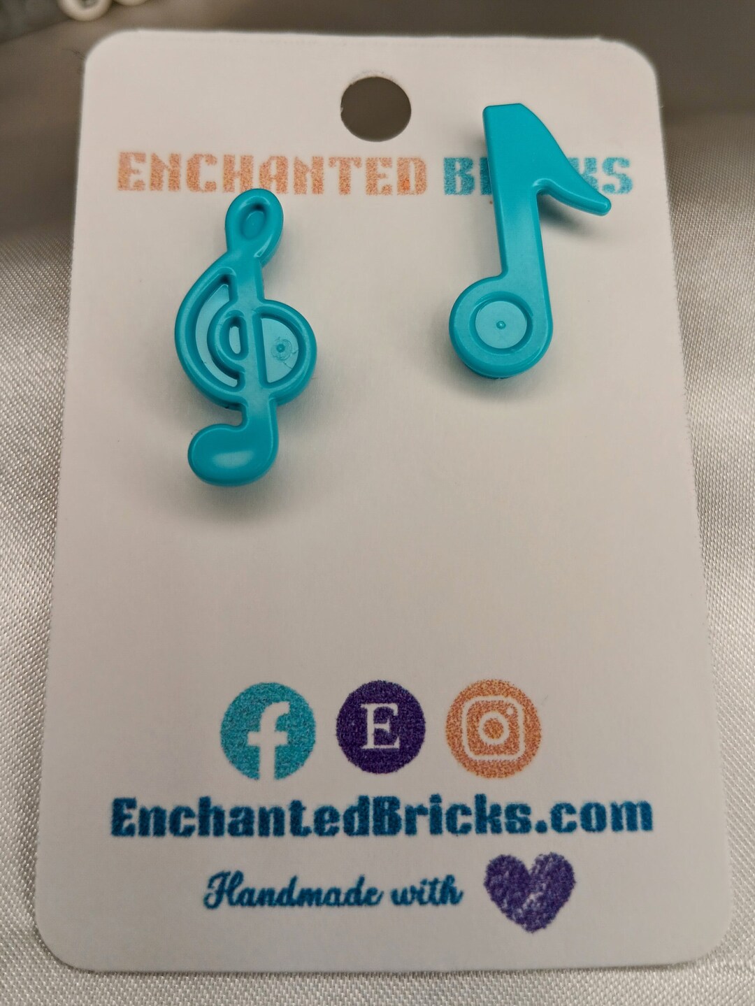 Treble Clef & Eighth Note Combo Brick Stud Earrings Handmade With ...