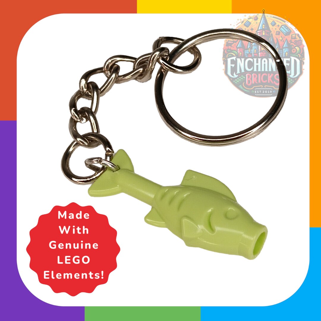 Lime Green Brick Fish Keychain | Made From Genuine Brick Elements - Etsy