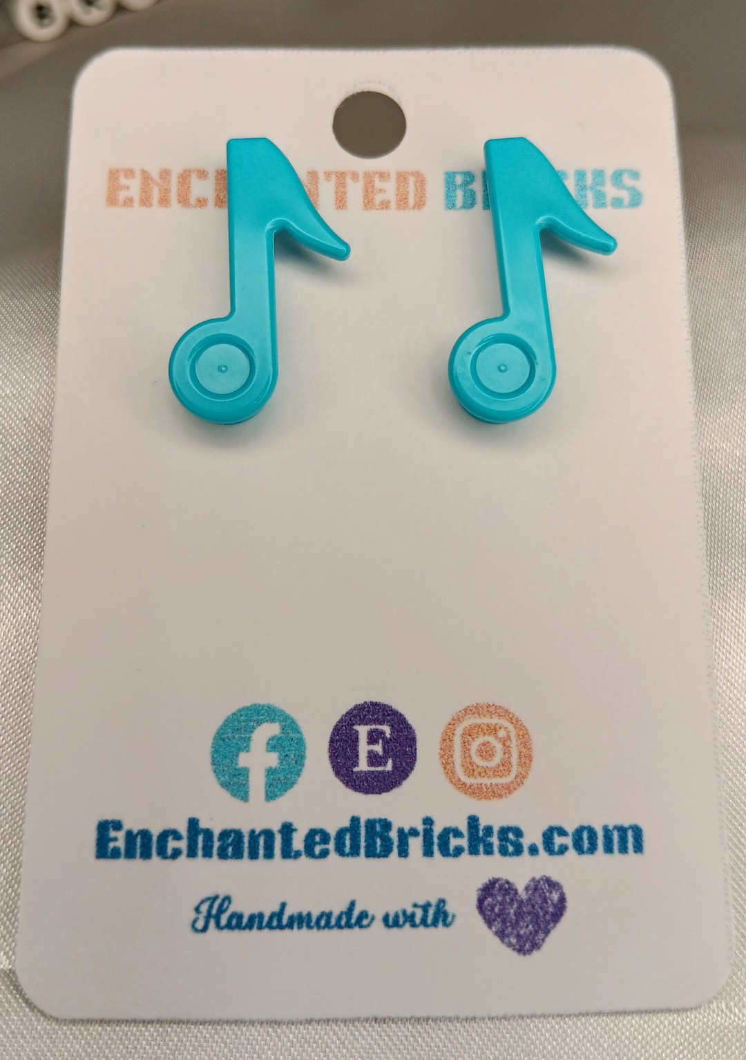 Eighth Note (quaver) Brick Stud Earrings | Handmade Using Genuine Toy ...