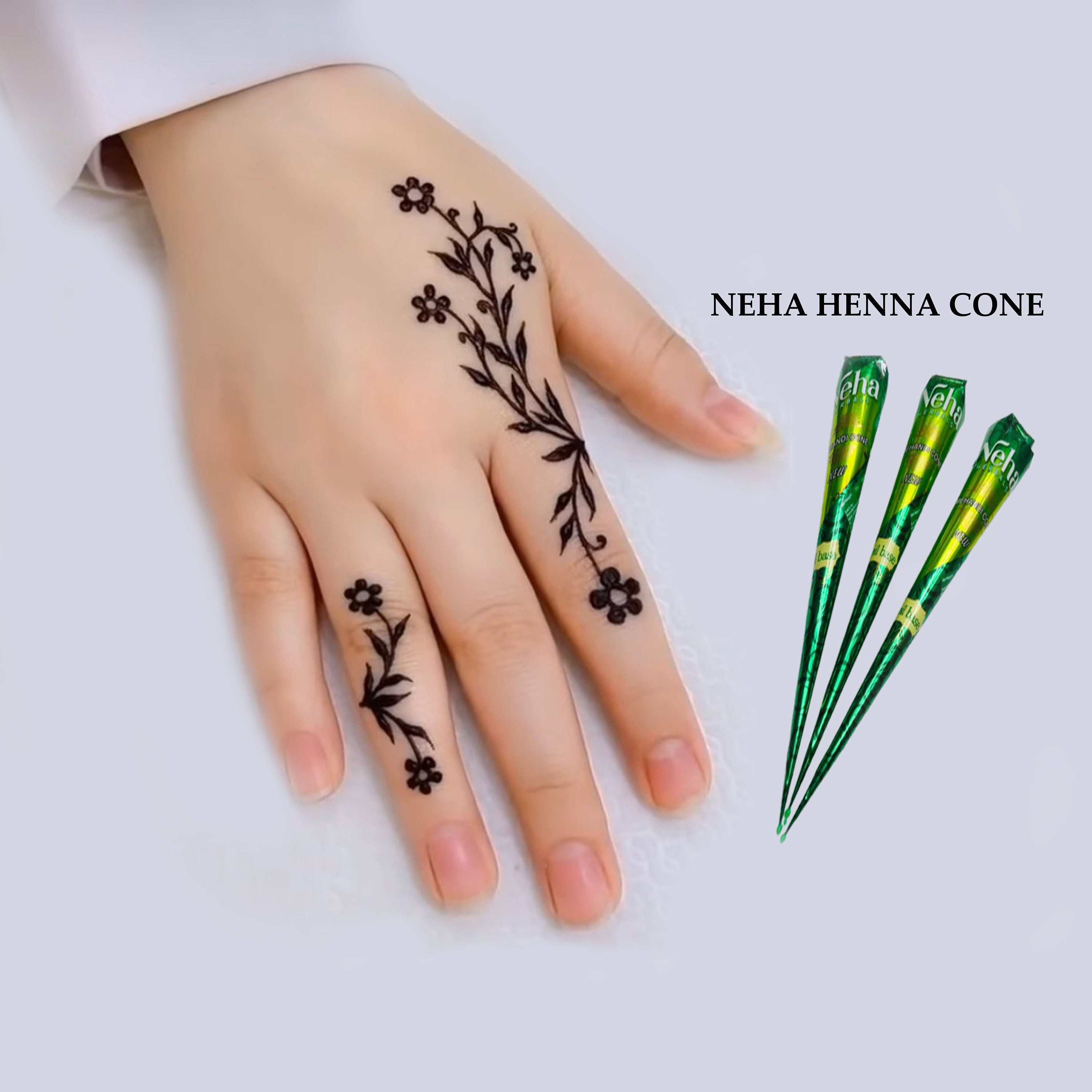 3pcs Fresh High Quality Dark Brown Natural Henna Mehndi Cone Temporary ...