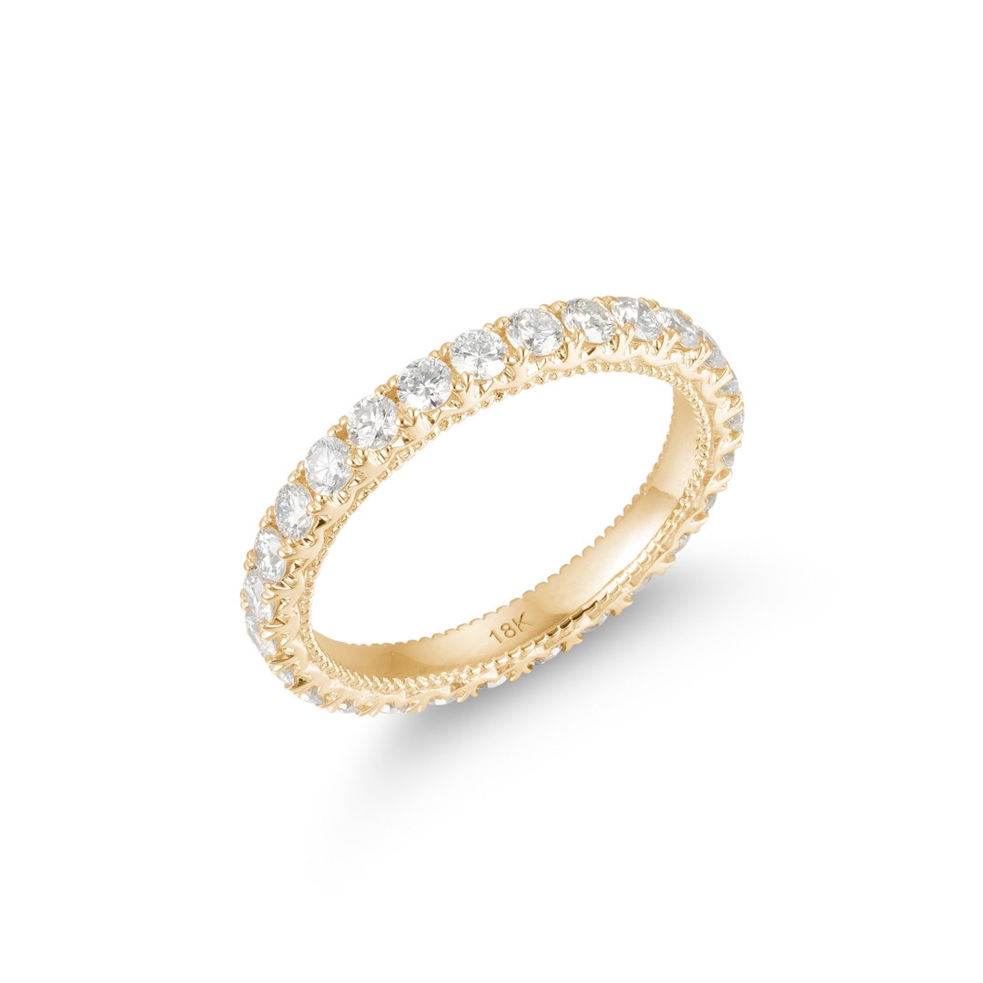 3 Pointers Miracle Edge Eternity Band | Round Cut Diamonds in Gold Band ...