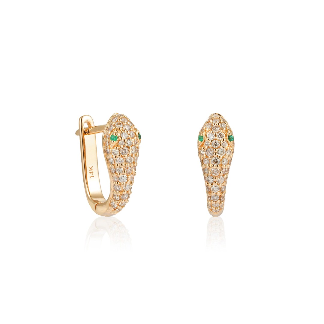 Diamond Serpent Earrings | Diamond Snake Huggies | Diamond Serpenti ...