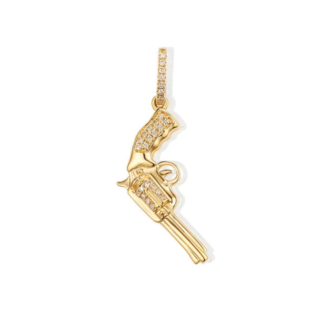 Diamond Revolver Pendant | White Gold Gun | Gun Necklace | 14K Gold ...