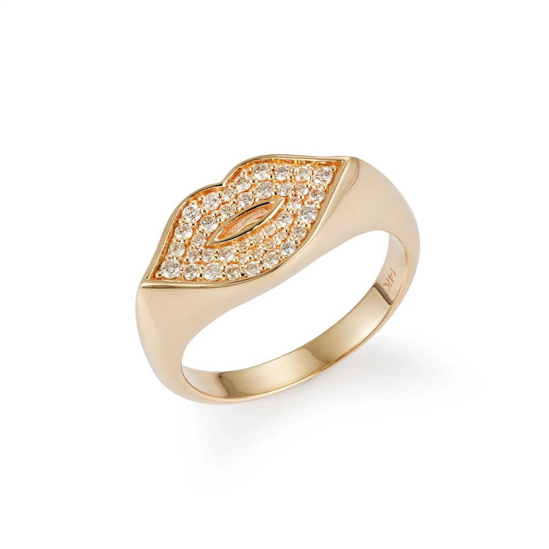Lips Diamond Ring | Gold Lip Diamond Ring | Lips Kiss Diamond Ring ...