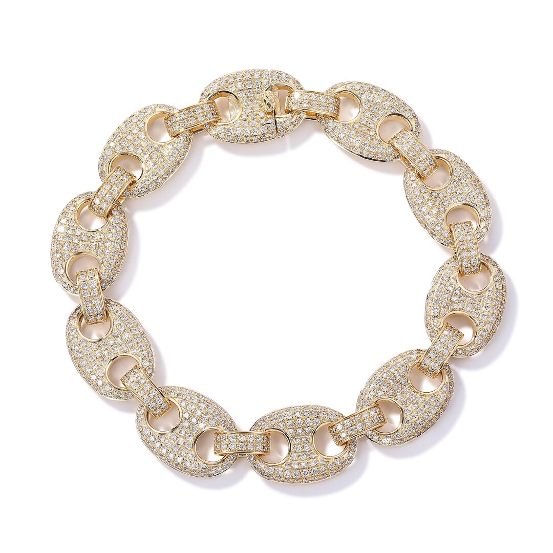 13mm Iced Out Gucci Link Bracelet | Gold Cuban Link Chain Bracelet ...