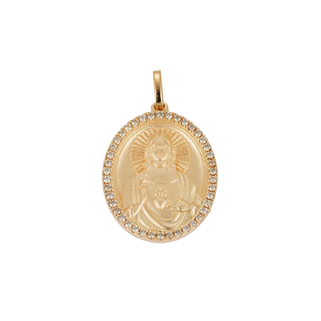 The Heart of Jesus Diamond Pendant | Diamond Sacred Heart Jesus Charm ...