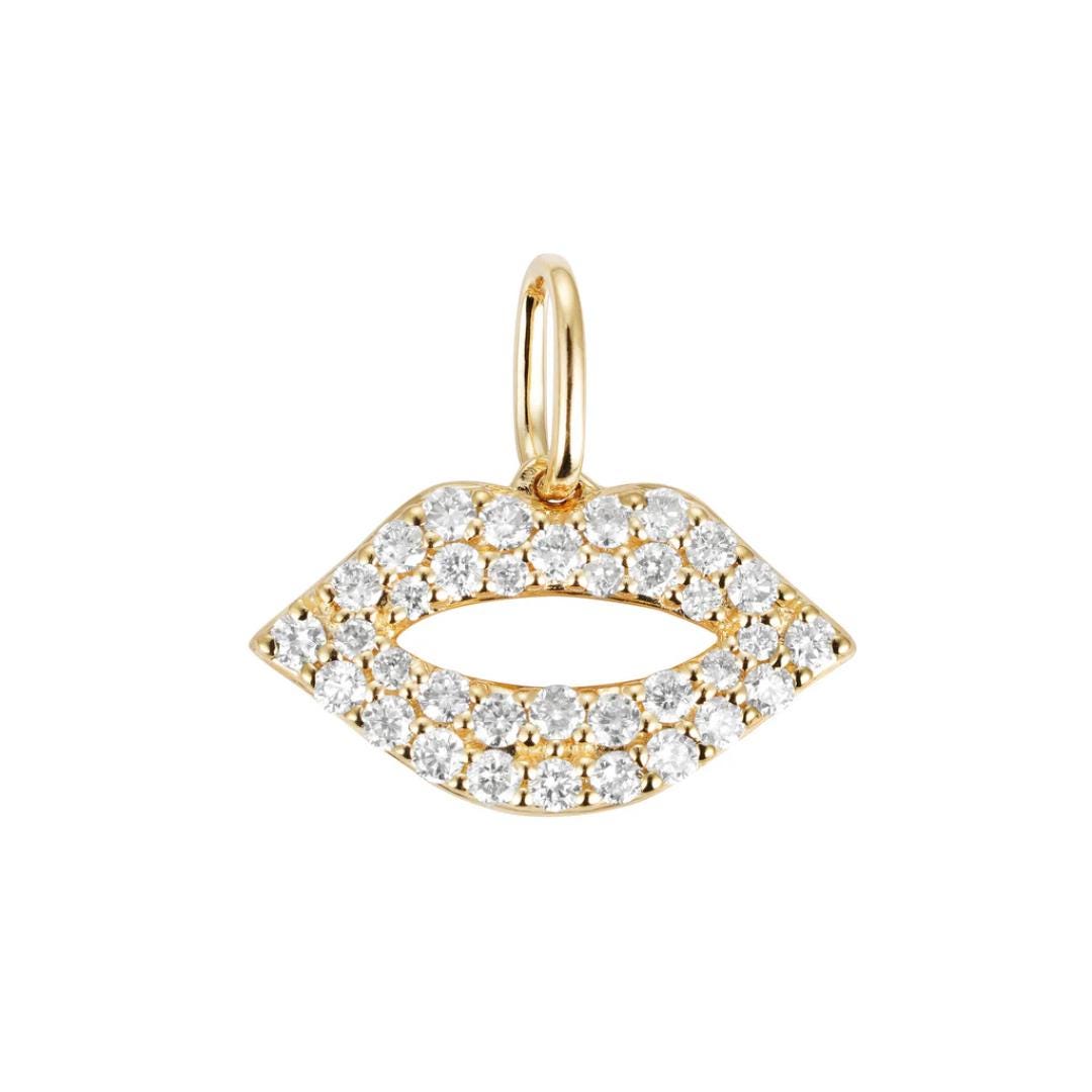 Diamond Lips Pendant | Gold Lips With Diamonds Pendant | Diamond Kiss ...