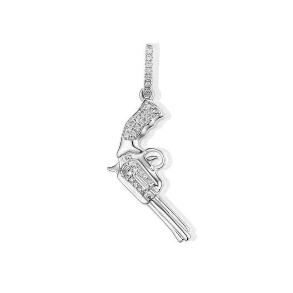 Diamond Revolver Pendant White Gold Gun Gun Necklace 14K Gold Pendant ...