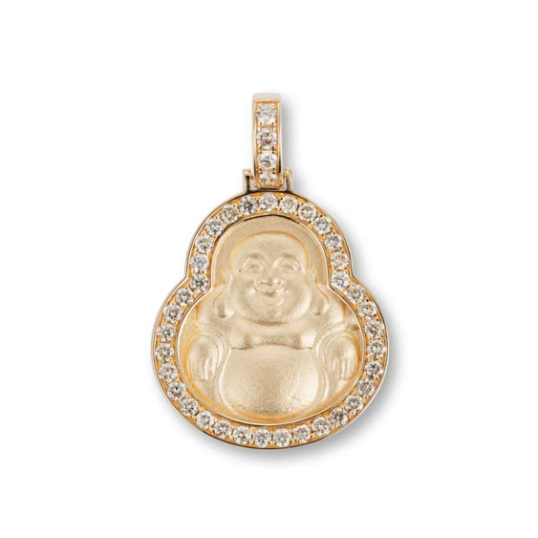 Diamond Buddha Pendant 14K Gold Laughing Buddha Laughing Buddha Charm ...