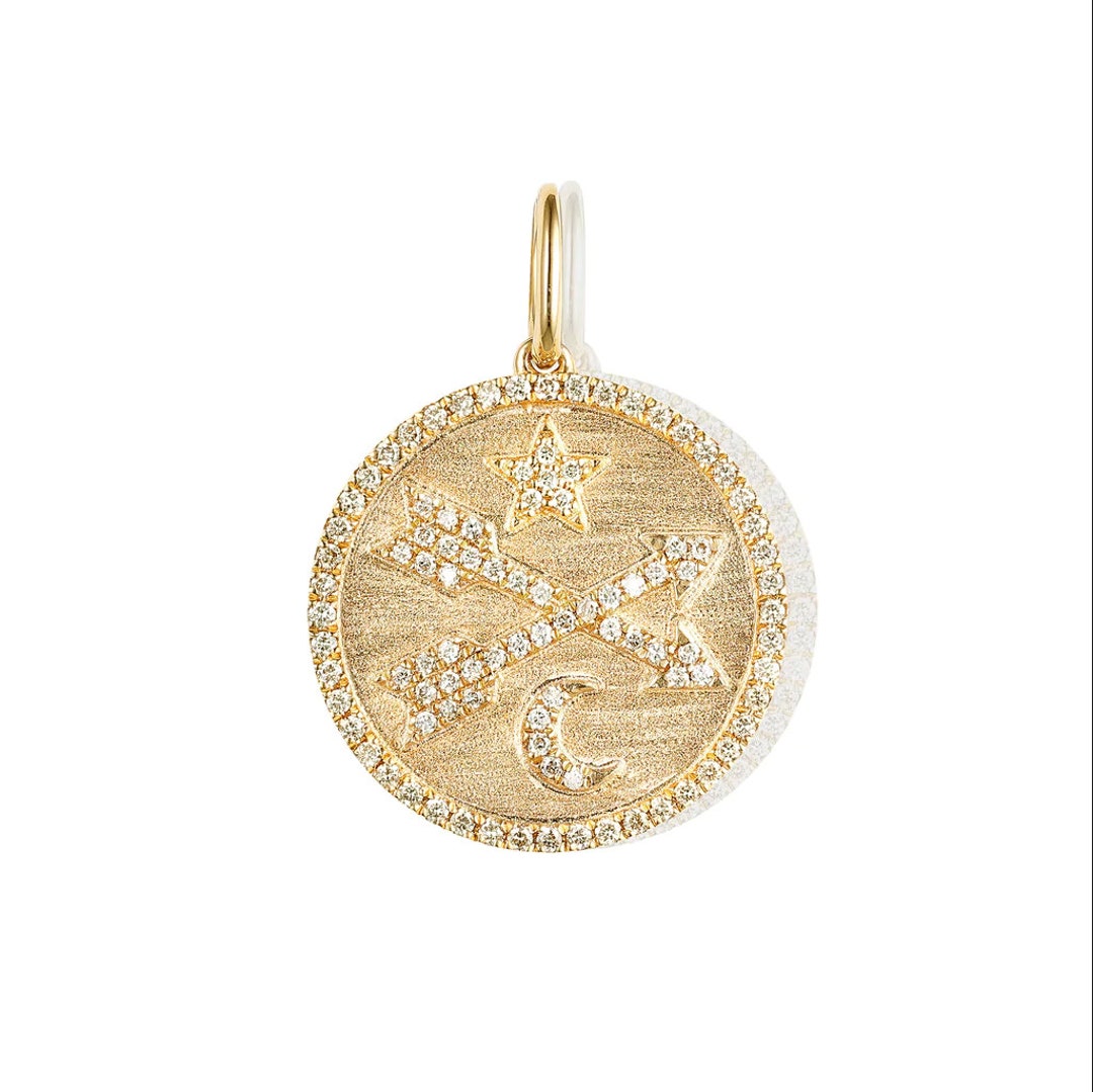 Star Crossed Diamond Pendant | Diamond Crescent, Star and Arrow Charm ...