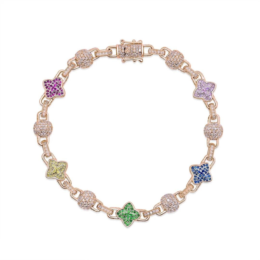 Colorful Four-leaf Clover Ball Bracelet | Multi-color Clover Bracelet ...