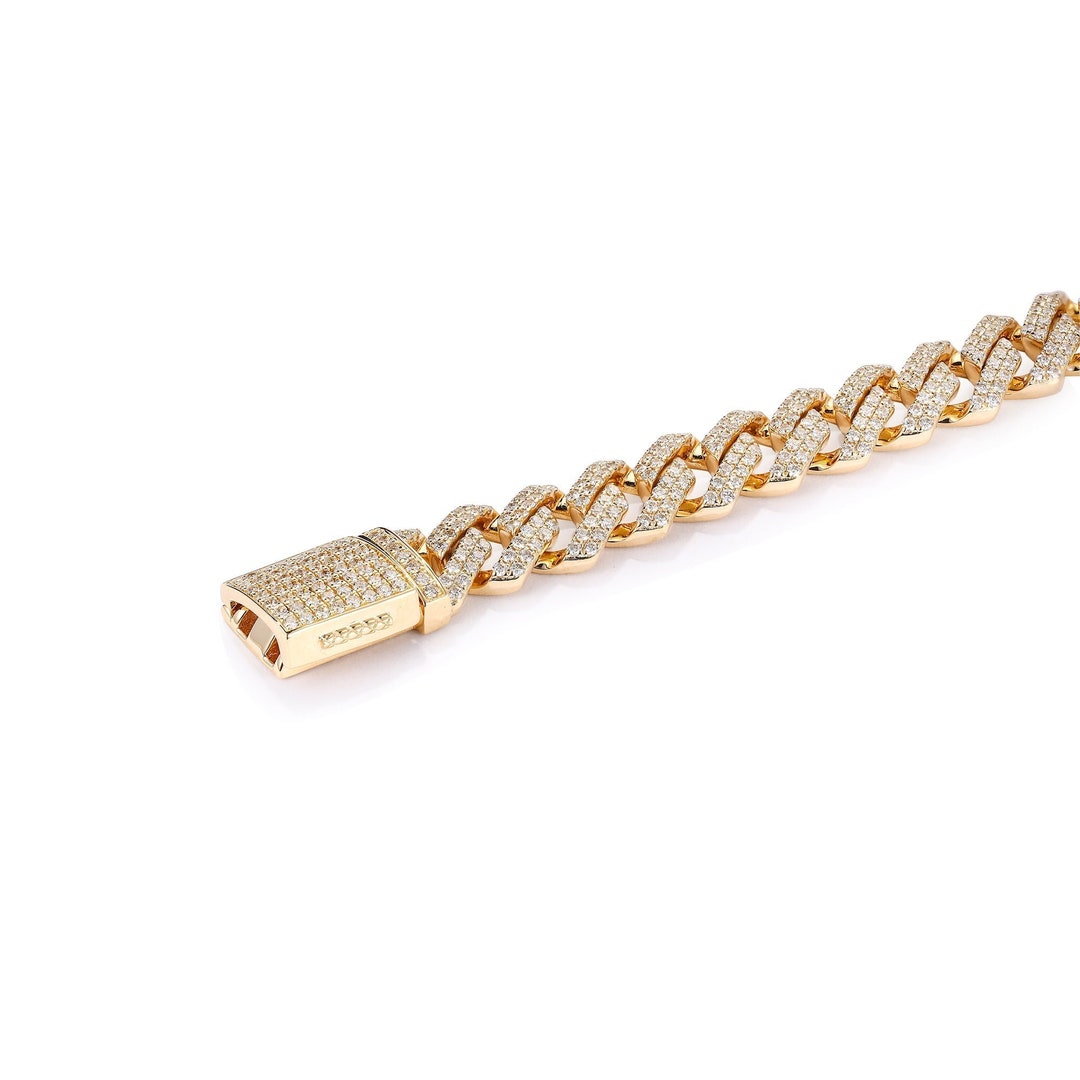 10mm Iced Out Miami Cuban Bracelet | Hip Hop Gold Cuban Chain Bracelet ...