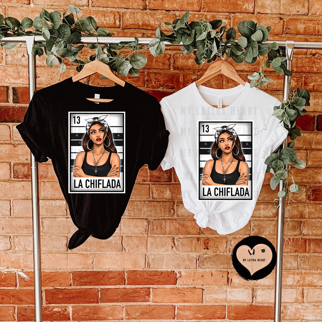 La Chiflada Loteria Graphic Tshirt With Chicano Stip Backround. Perfect ...