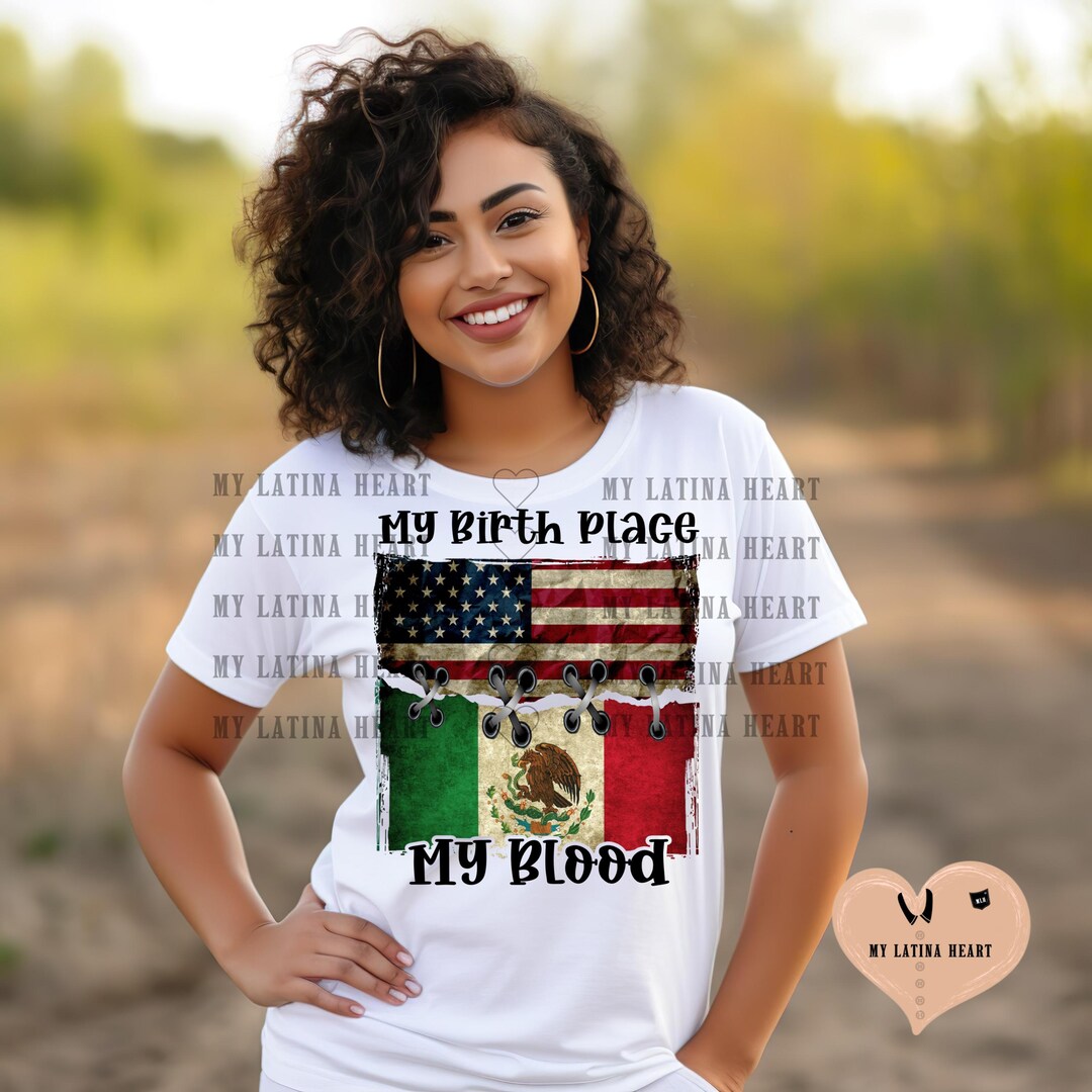 My Birthplace My Blood Mexican USA Stitched Mexican T-shirt Graphics ...