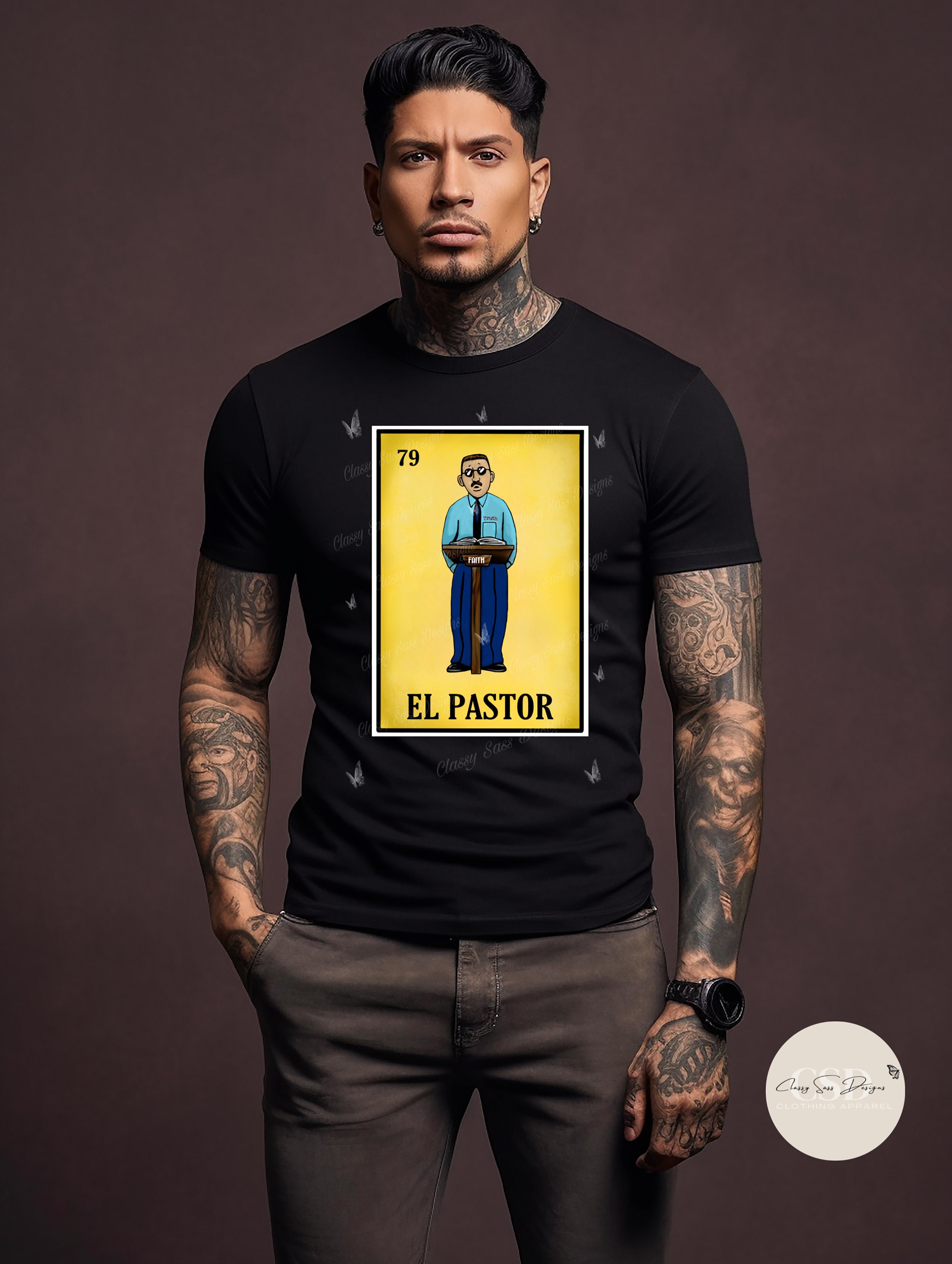 EL Pastor Loteria Funny Graphic Tshirt, Homie Inspired Pastor Graphic ...