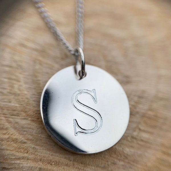 Initial Disc Pendant - Etsy UK