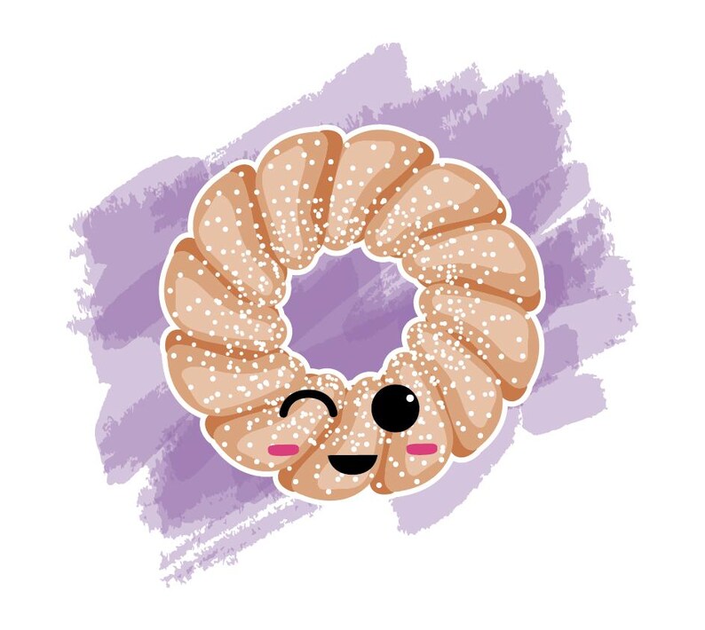 Cute Cruller Donut Transparent Sticker | Kawaii Kruller Doughnut ...