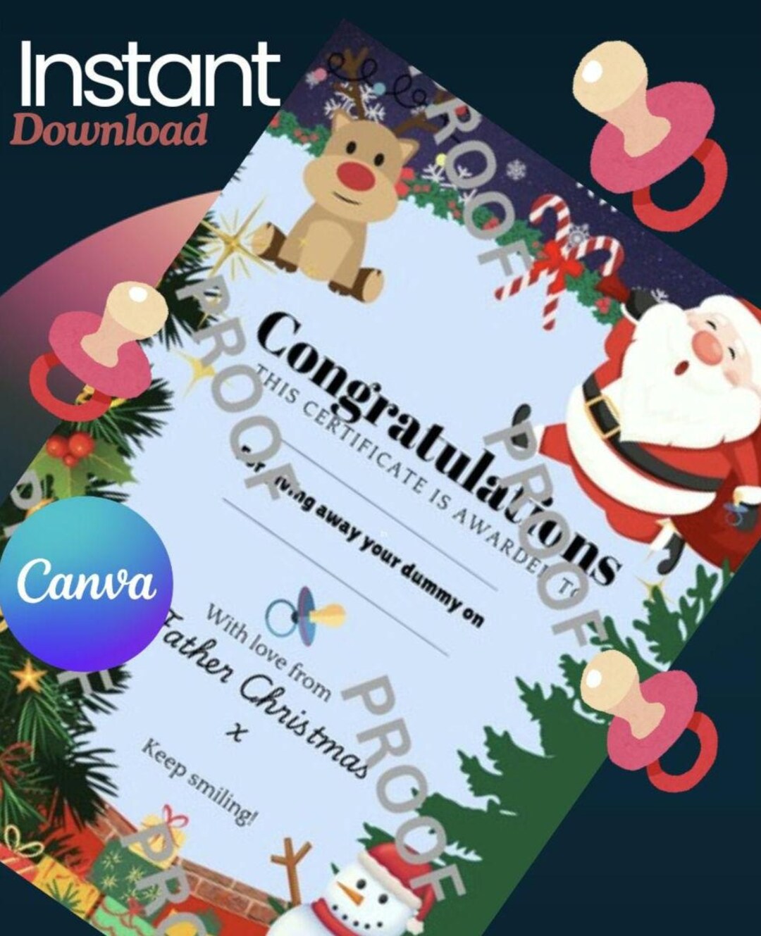 INSTANT EDITABLE Dummy Santa Certificate Lprintable Letter Father ...
