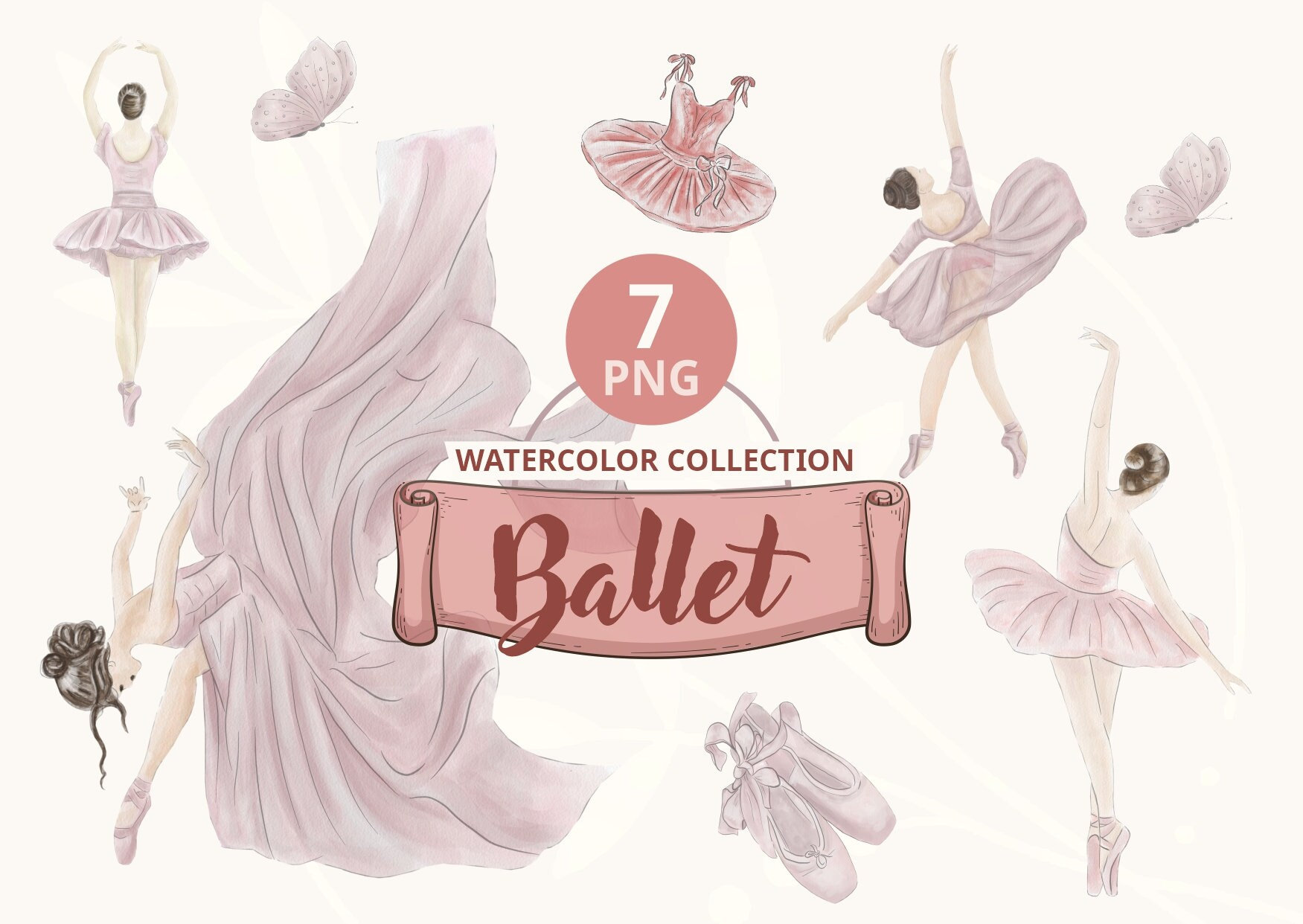 Watercolour Ballerina Clipart, Pink Baby Girl, Ballet Png - Etsy
