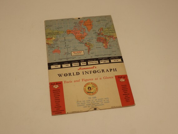 Globes & Maps Vintage 1950's Hammond's World Infograph Excellent Condition and Extremely Rare NY ...