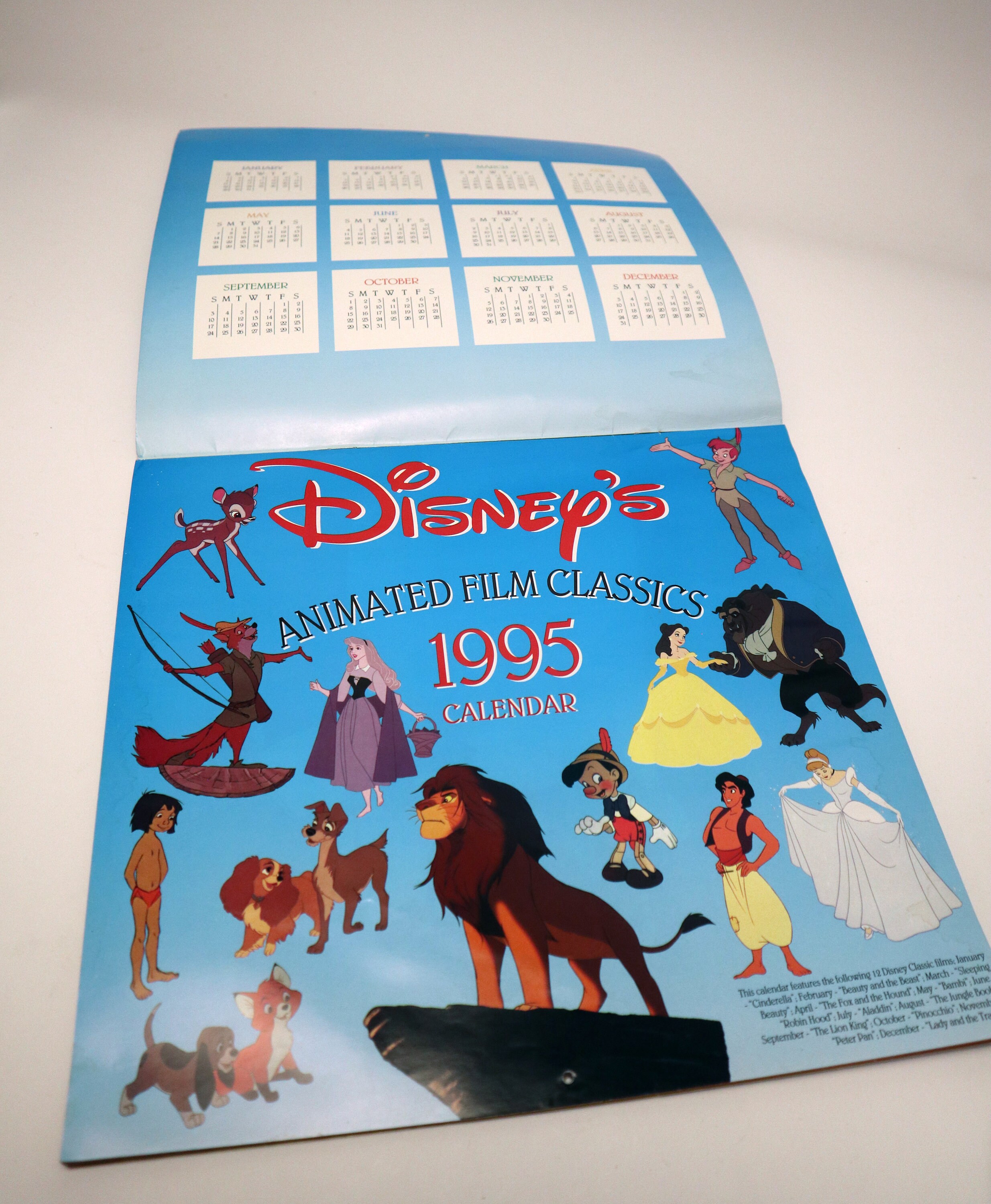 Vtg. Disney Store disney's Animated Film Classics 1995 Calendar 13x12 ...