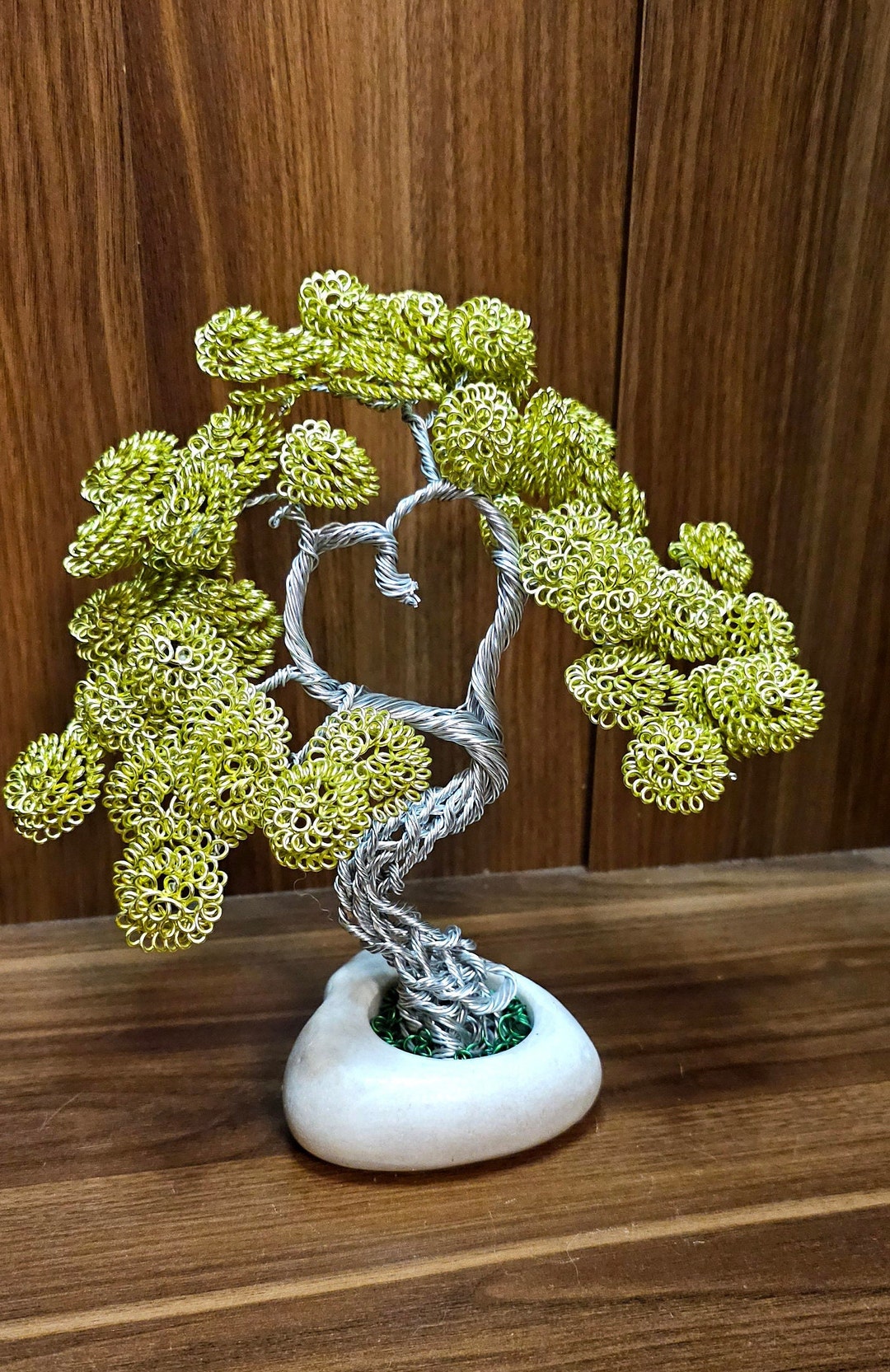 Heart Tree, Green Wire Tree Sculpture, Wire Sculpture, Home Decor ...