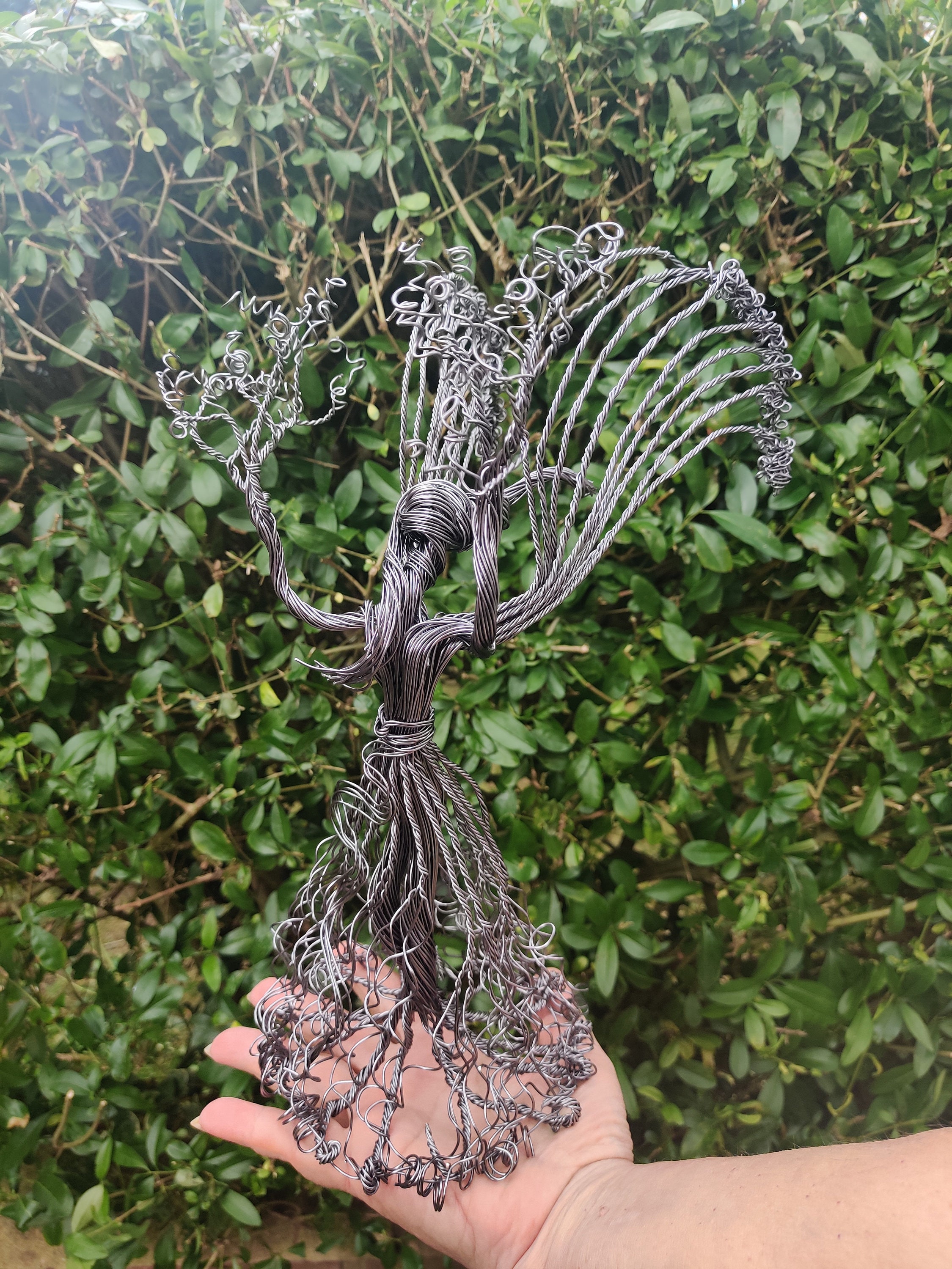 Angel in a Dress Figurine, Female Wire Art, Wire Sculpture Figurine ...