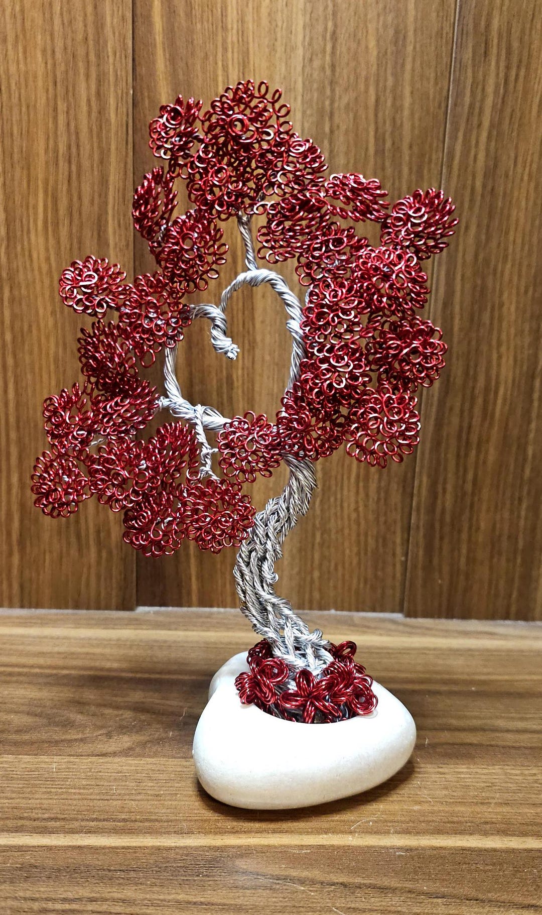 Heart Tree, Green Wire Tree Sculpture, Wire Sculpture, Home Decor ...