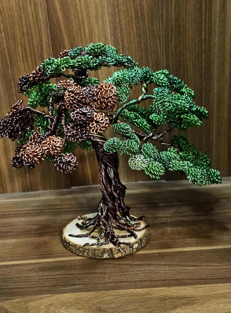 Green and Brown Wire Tree Sculpture, Wire Art, Unique Gift, Home Décor ...