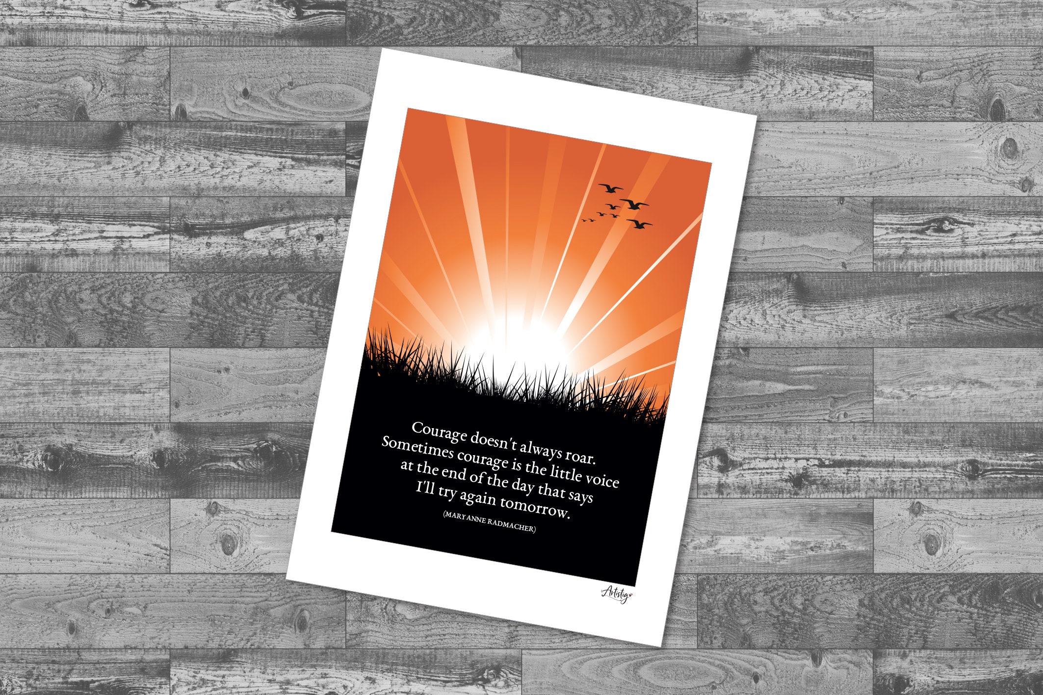 Courage A4 Poster Positive Affirmation Motivational Wall Art Positive ...