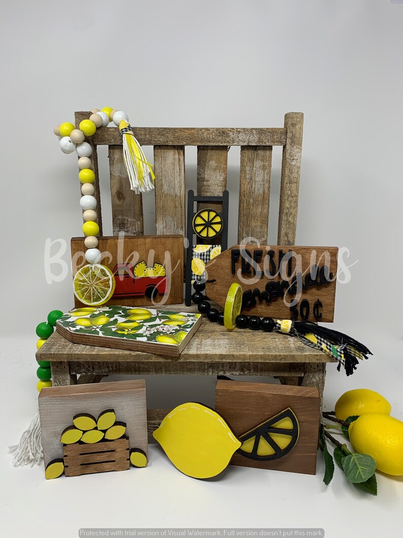 Lemon Themed - Lemon Baskets - Wood Block Signs - Tiered Tray Decor ...
