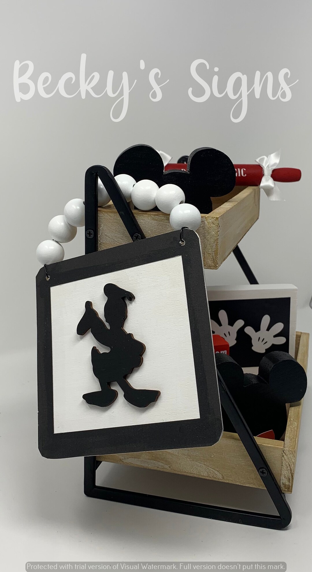 Donald Duck 5"x5" Mini Sign With Beaded Hanger - Etsy UK