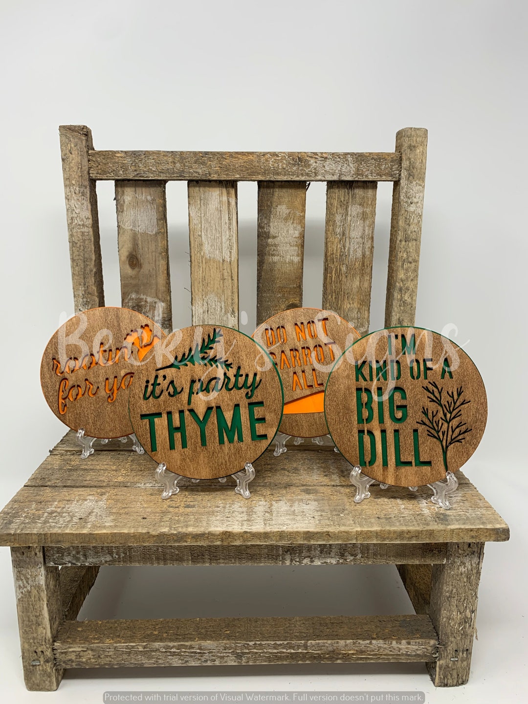 Garden Puns - Mini Signs 4" for Tiered Trays and Decor - Carrots, Dill ...