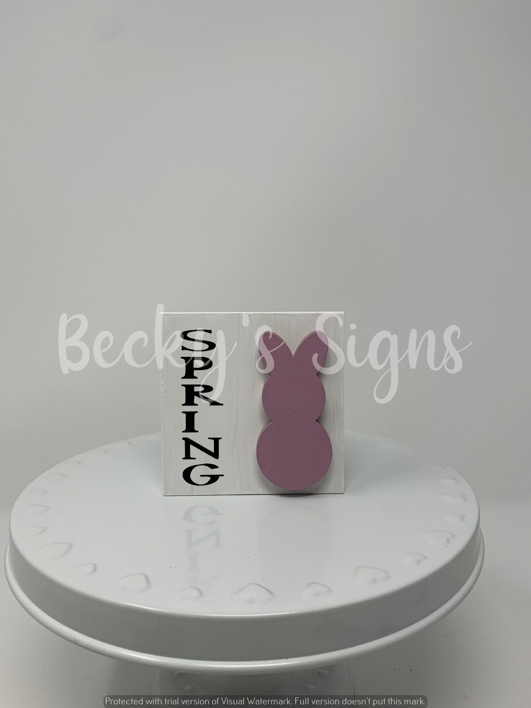 Spring Block Sign With Peep Bunny - 3.5"x3.5" - Peeps - Stand Alone ...