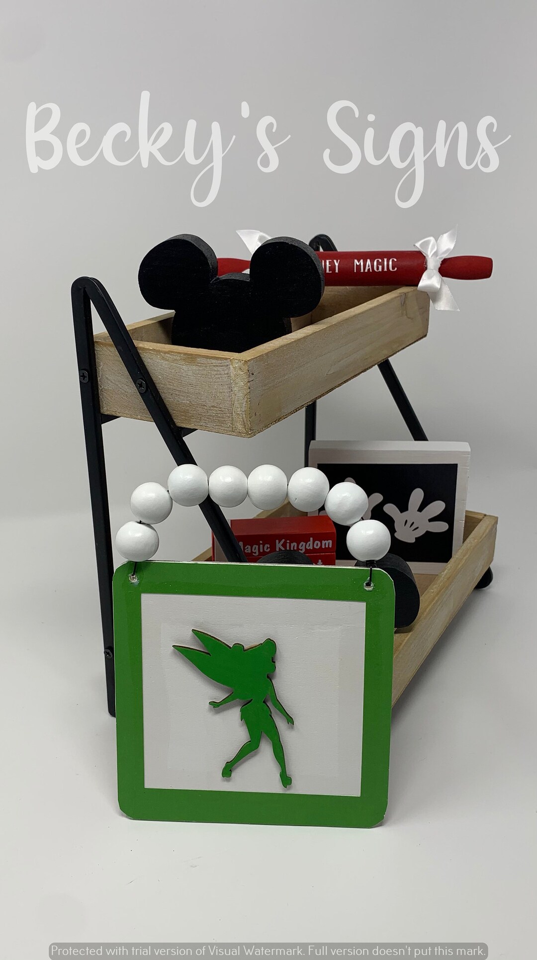 Tinkerbell 5x5 Sign Disney Princess Fairy With Wood Beads - Etsy