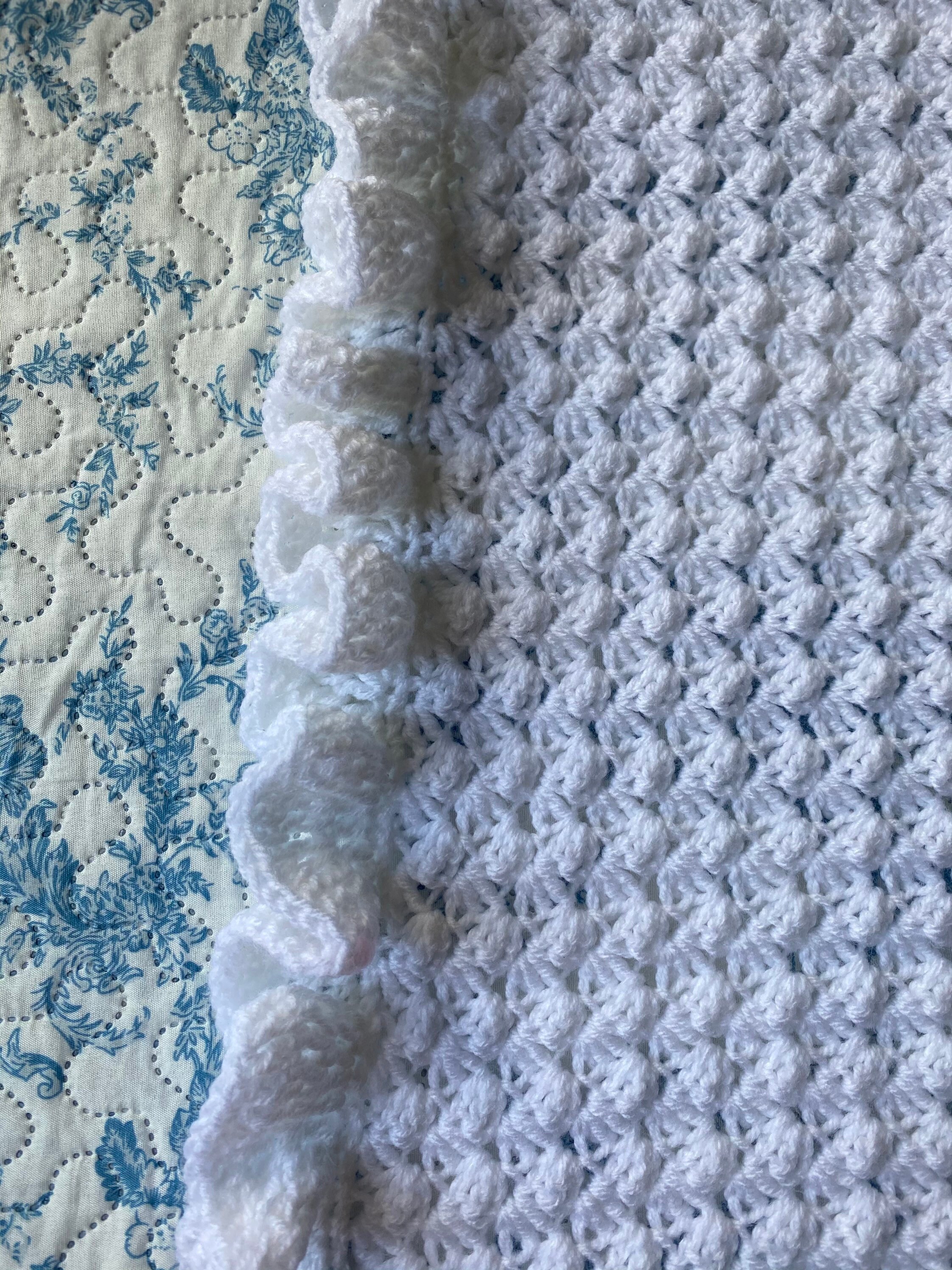 Ruffle Edge Baby Blanket, Crochet Baby Blanket, Baptism Blanket ...