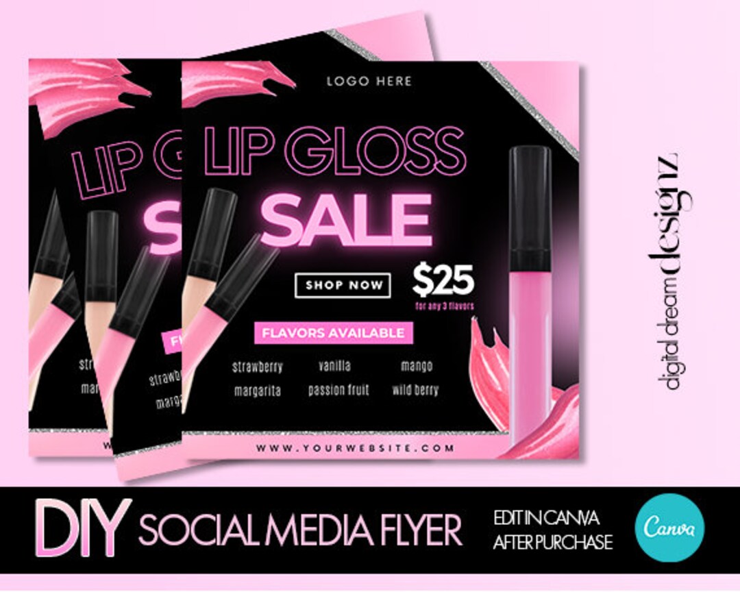 DIY Lipgloss Flyer Template Lipgloss Flyer Instagram - Etsy