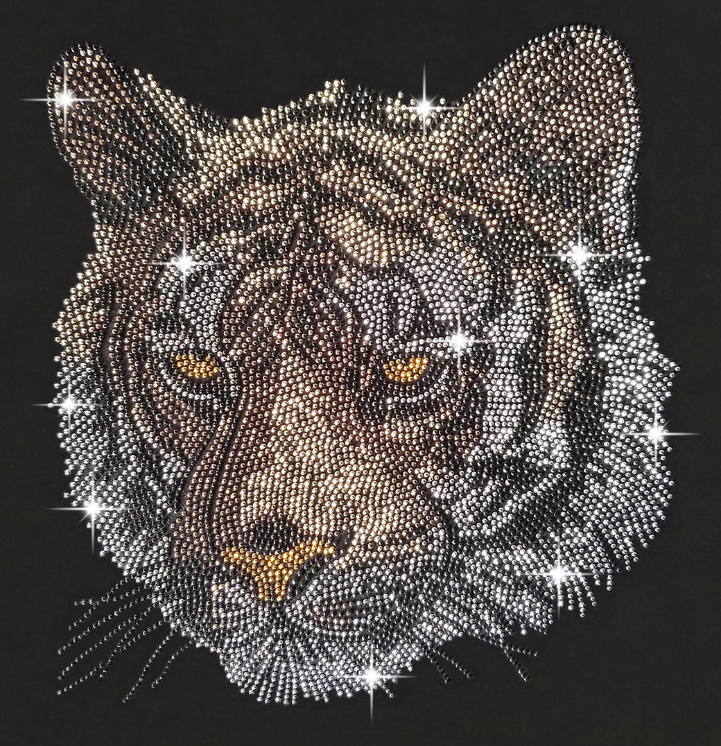 Tiger Rhinestones Bling Transfer / Tank Top / V Neck T | Etsy