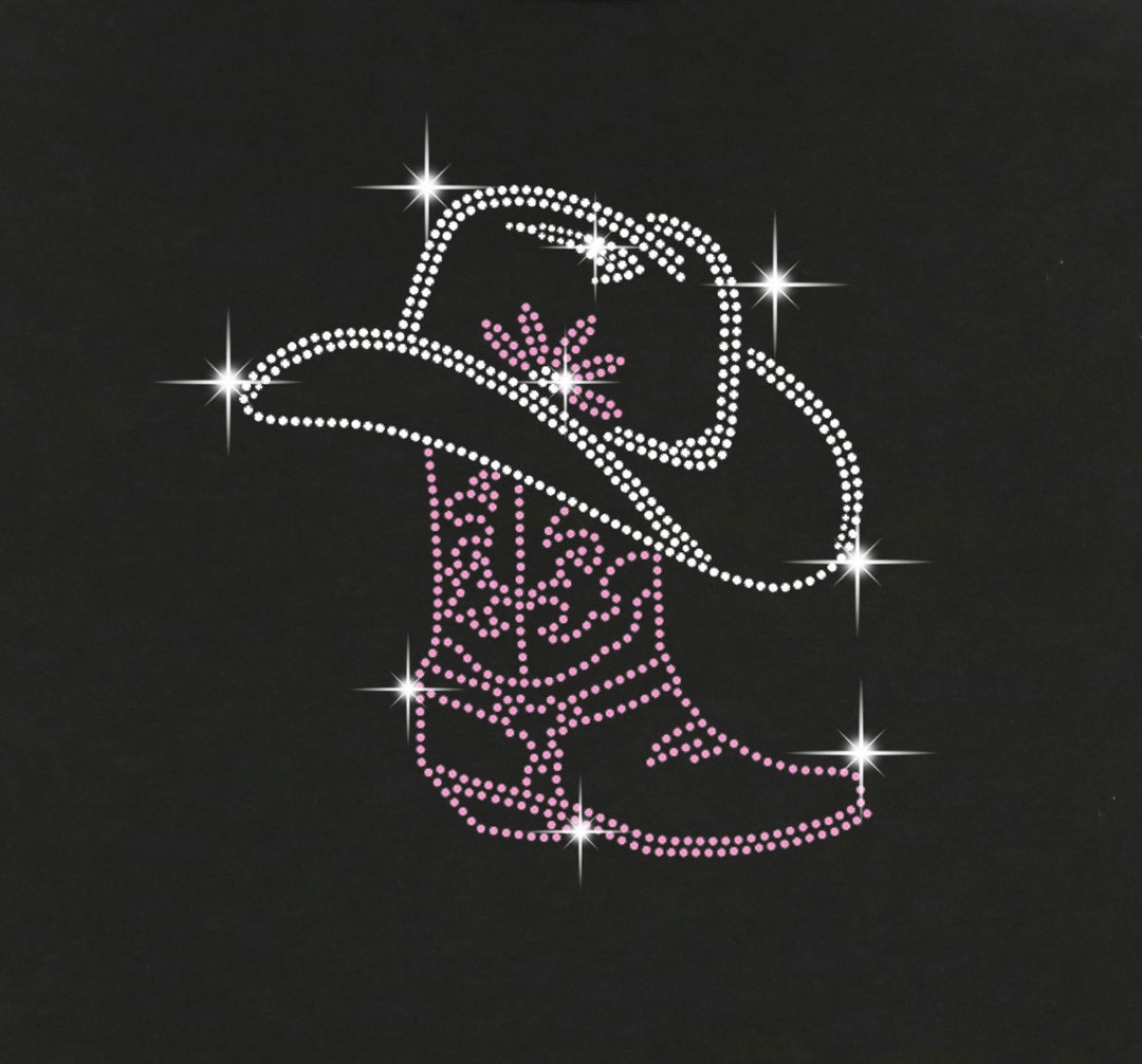Cowboy Boot and Hat Rhinestone Bling Transfer / Tank Top / V- Neck T ...