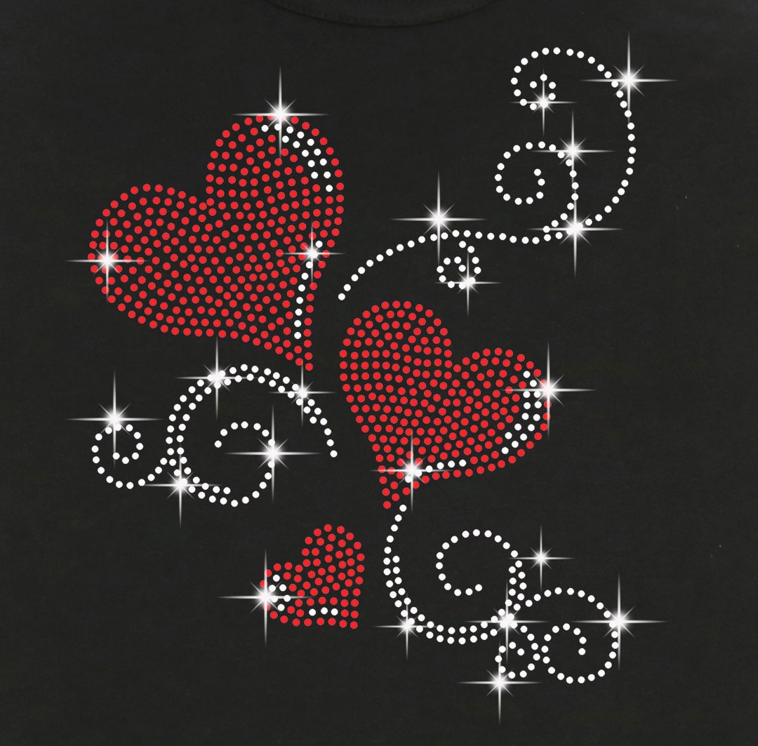 Heart Vines Rhinestone Bling Transfer / Tank Top / V- Neck T- Shirts ...